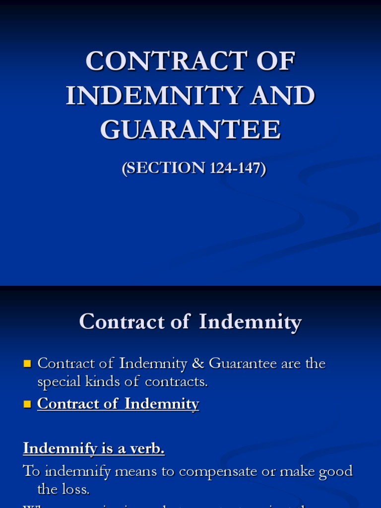 Indemnity and Guarantee | Download Free PDF | Guarantee | Law Of Agency