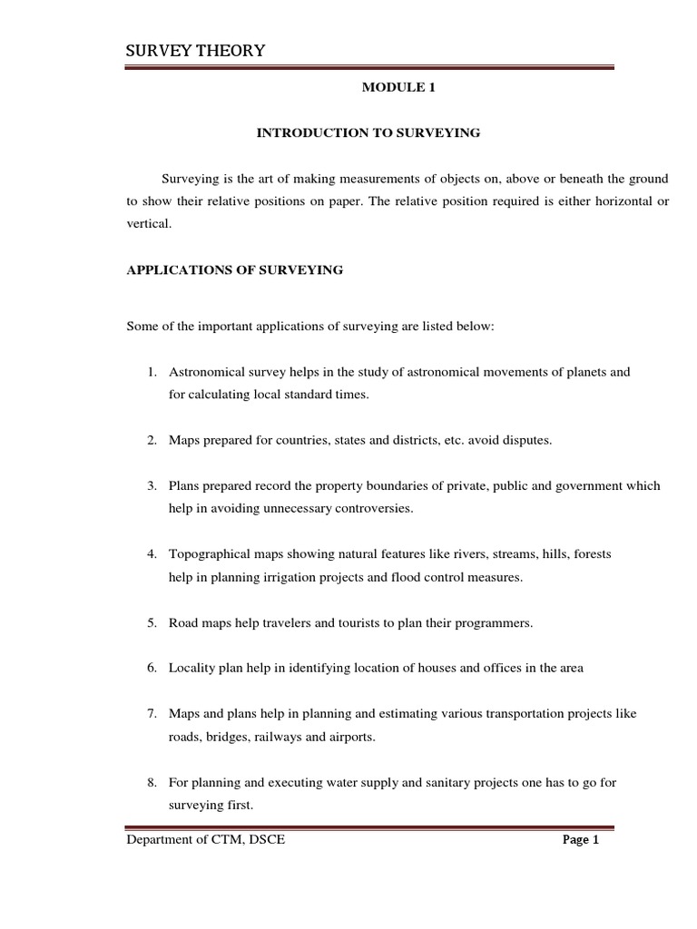 Survey Theory Notes | PDF | Surveying | Compass