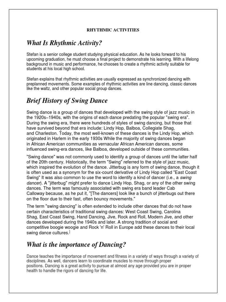 Rhythmic Activities | Download Free PDF | Dances | Social Dance
