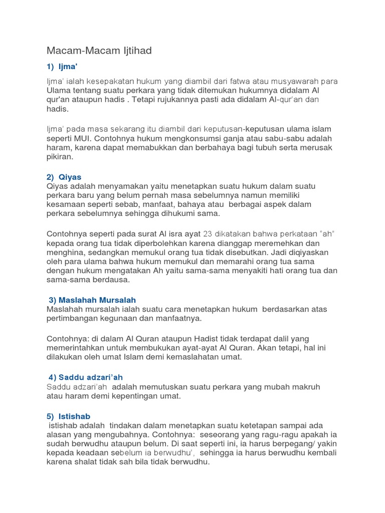 Contoh Ijtihad | PDF | Agama & Spiritualitas