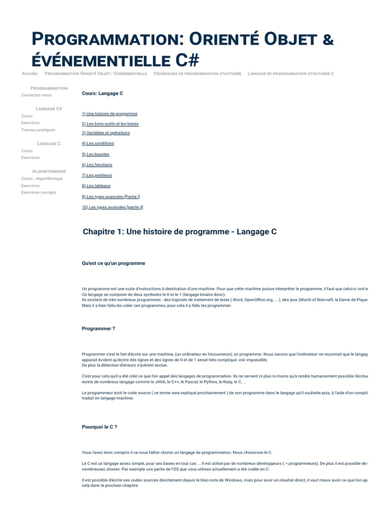 Cours | PDF | Structure de contrôle | C (Langage de programmation)