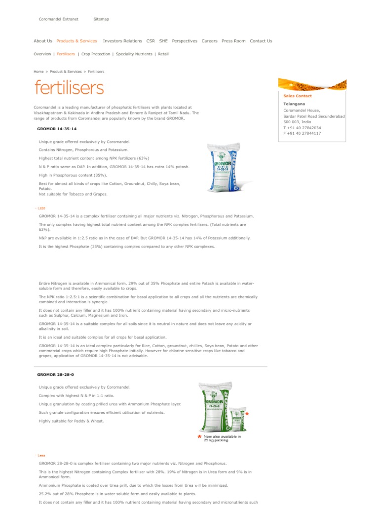 Coromandel | PDF | Fertilizer | Soil