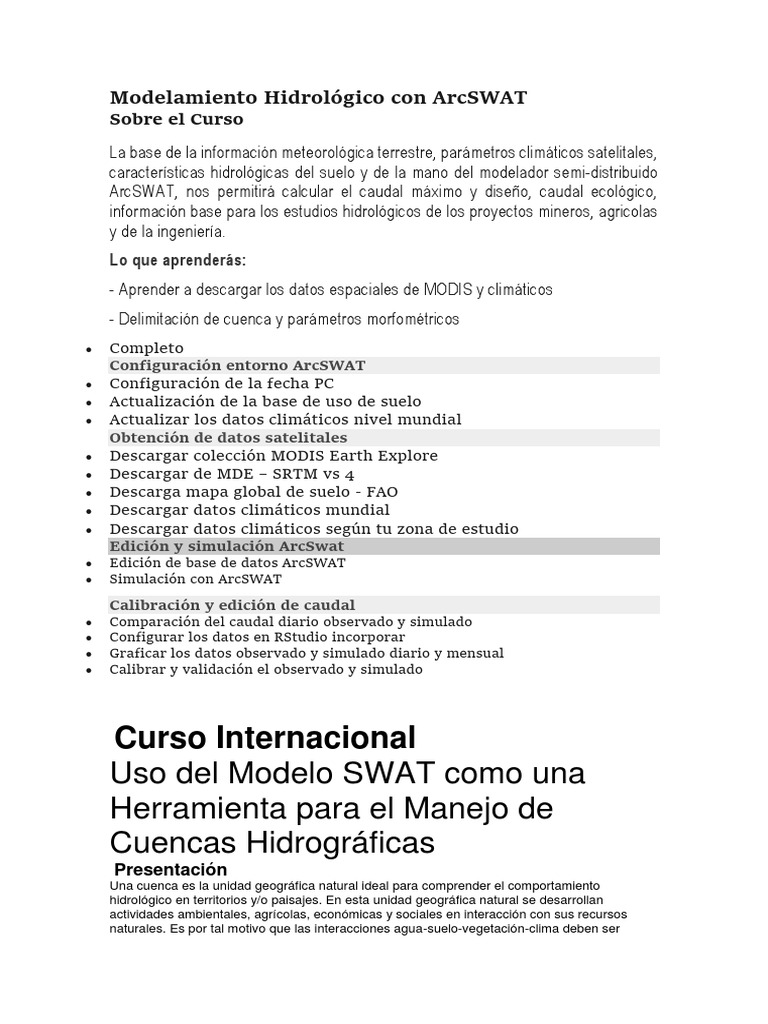 Curso de Modelamiento Hidrológico SWAT | PDF | Hidrología | Metadatos
