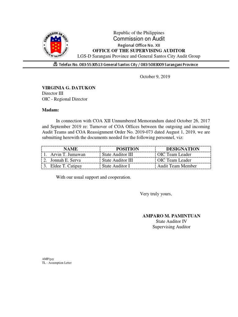 TL - Assumption Letter | PDF