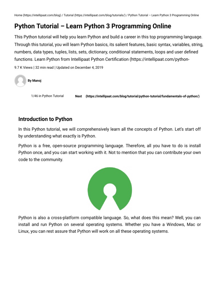 Python Tutorial For Beginners Learn Python Programming Intellipaat Pdf Control Flow