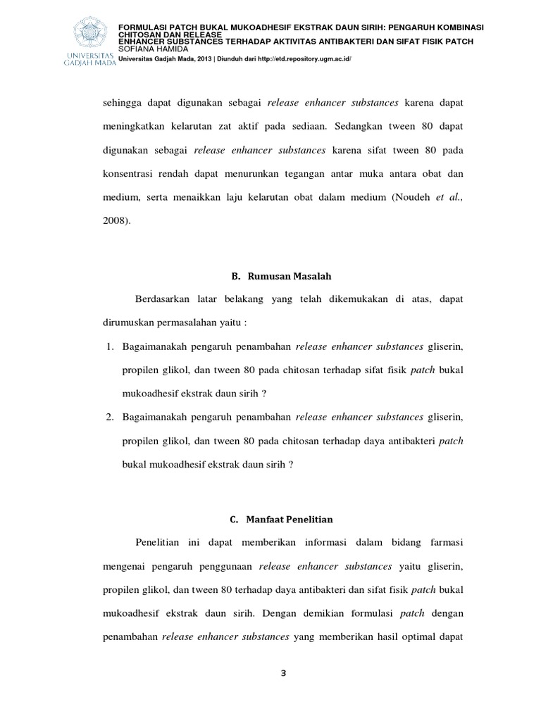 Pengaruh Release Enhancer pada Patch Sirih | PDF