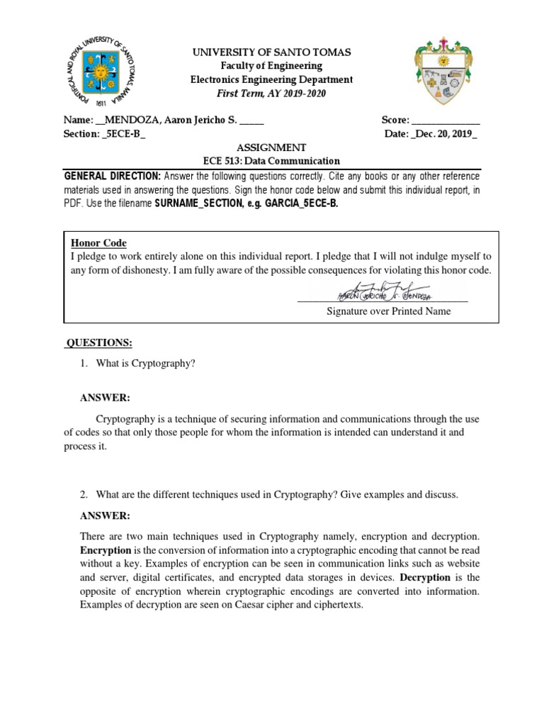 Cryptography Assignment | PDF | Cryptography | Key (Cryptography)