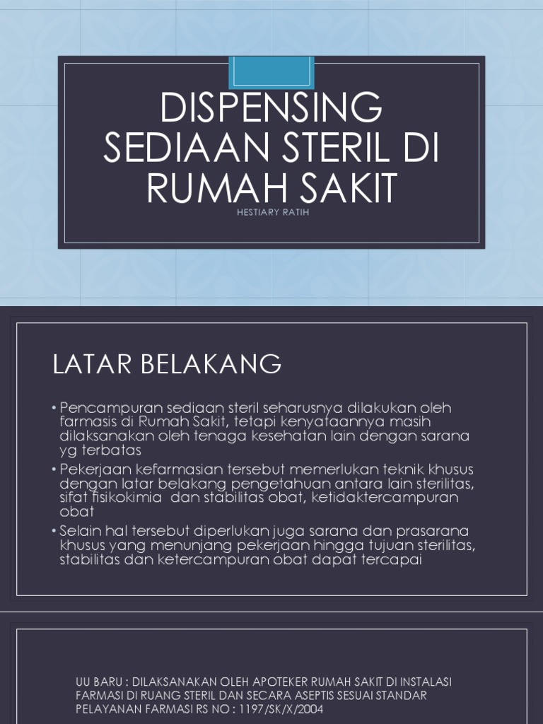 Dispensing Sediaan Steril Di Rumah Sakit | PDF