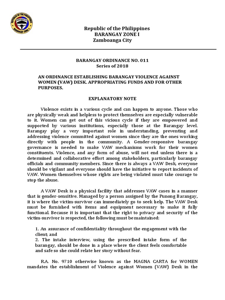 Vaw Desk Executive Order | PDF | Violence | Child Abuse