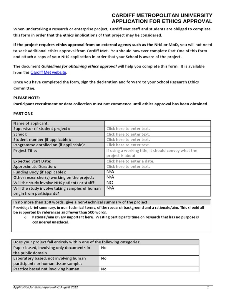 Ethics Application Template | PDF | Anonymity | Data