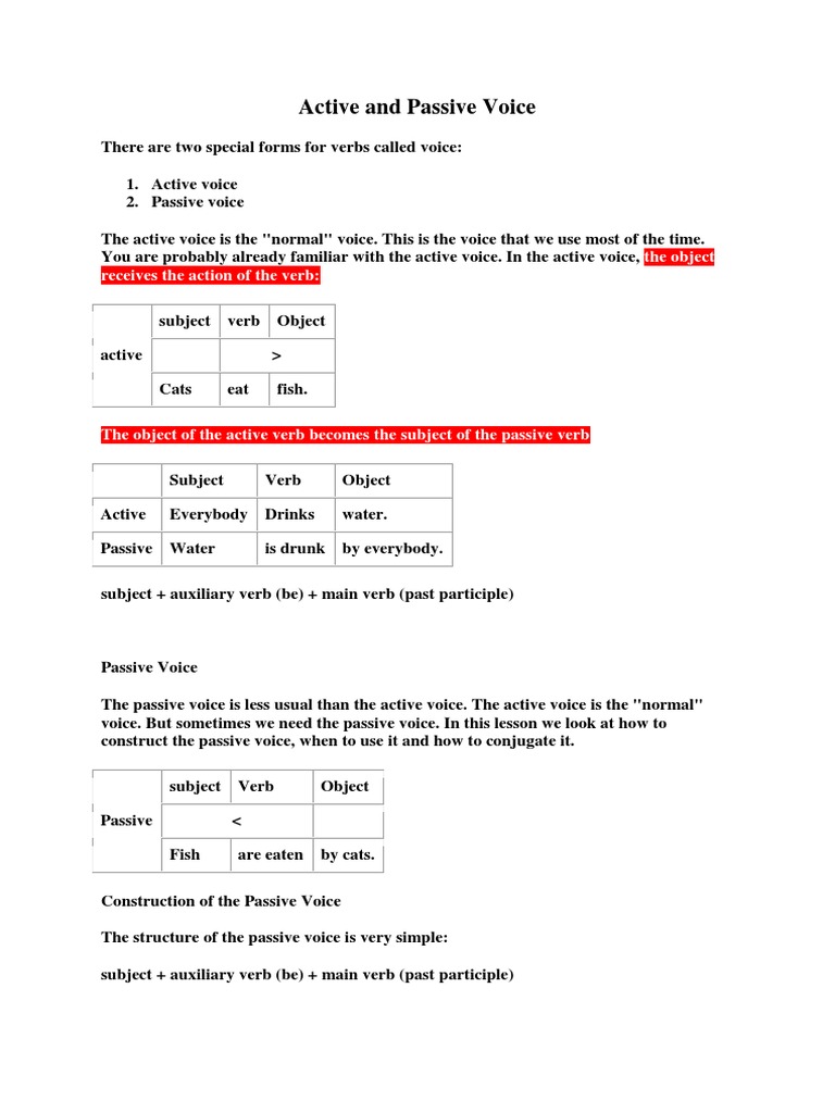 Active and Passive Voice | PDF | Verb | Language Mechanics