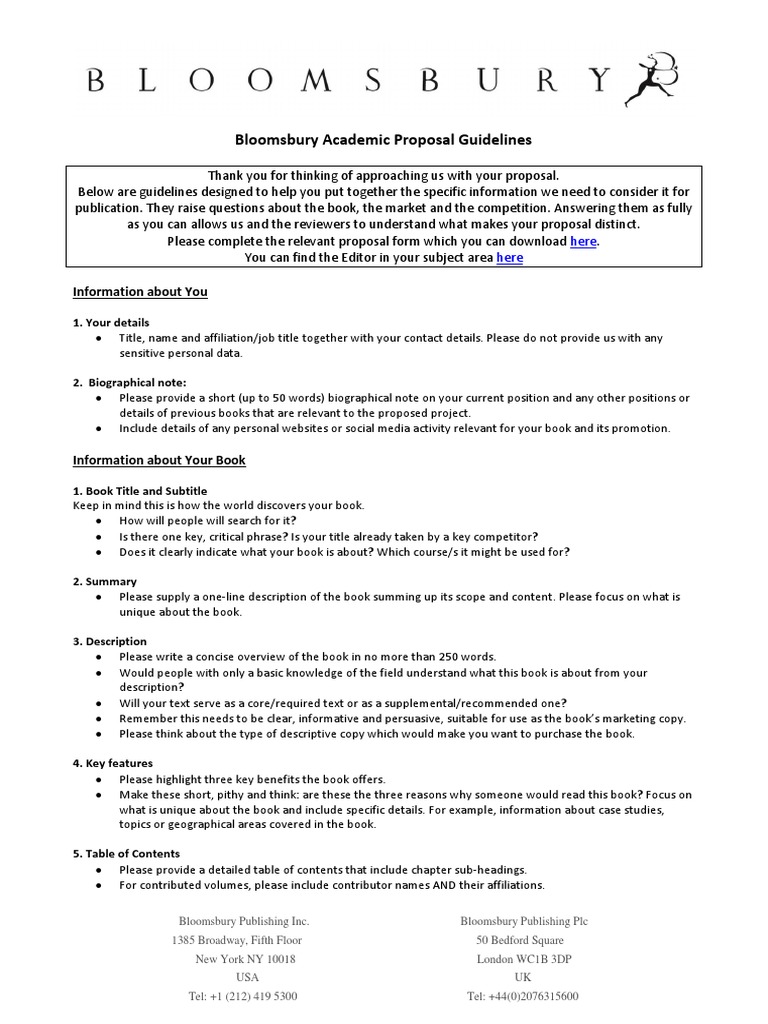 Proposal Guidelines | PDF | Books | Publishing