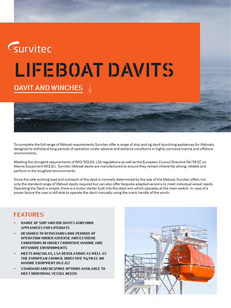 Lifeboat Davit Systems Overview | PDF | Watercraft | Manufactured Goods