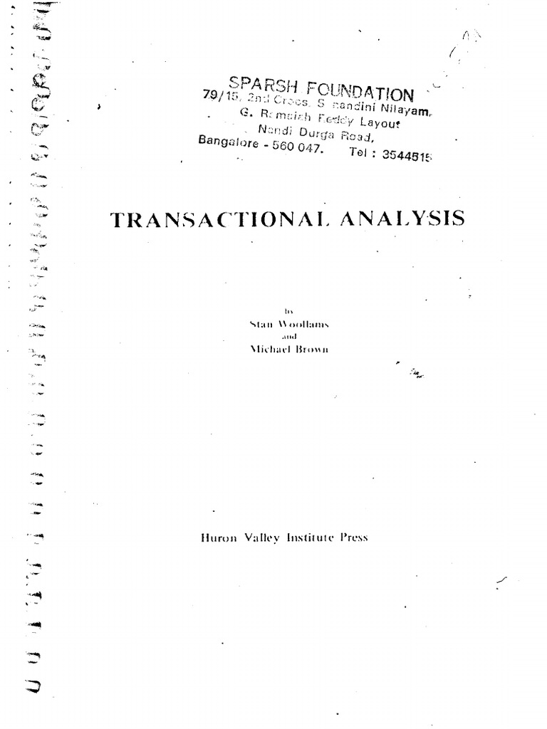 Stan Woollams, Michael Brown - Transactional Analysis PDF | PDF