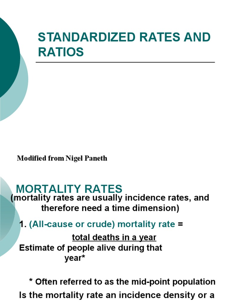 Standardized Rates and Ratios: Modified From Nigel Paneth | Download ...