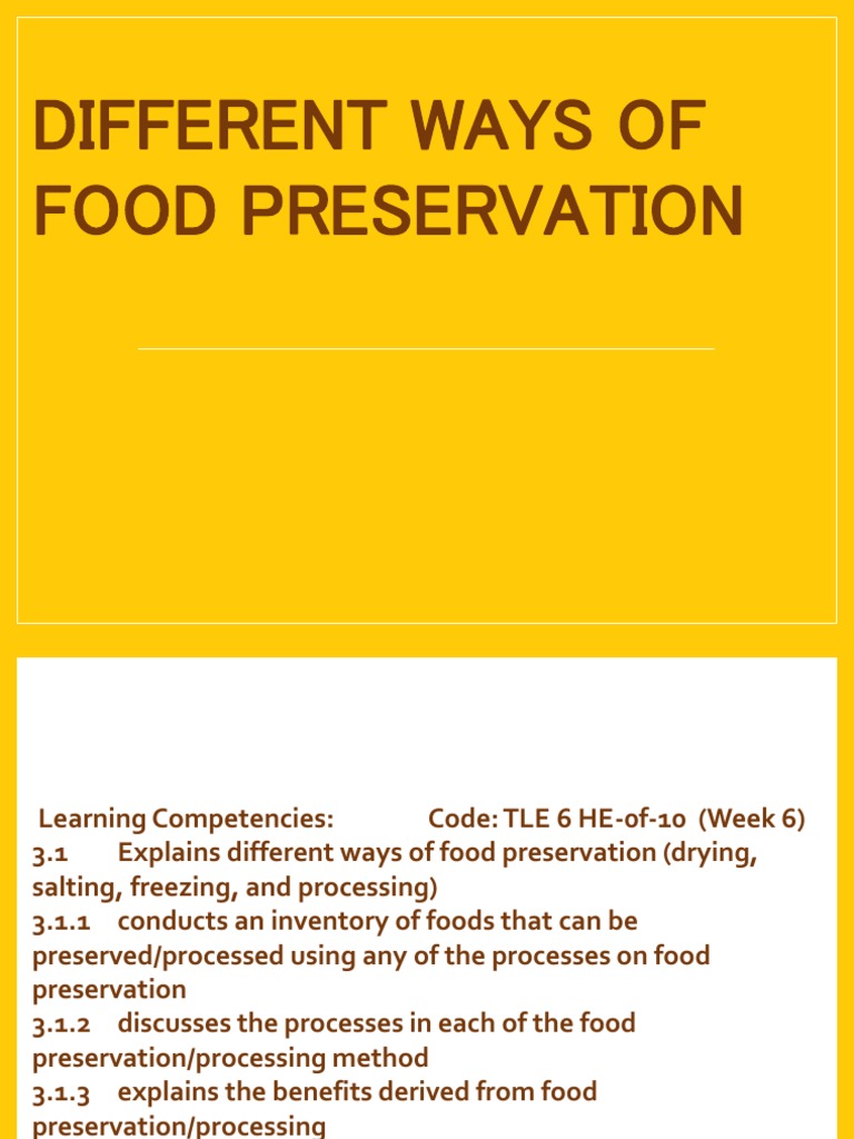 Different Way of Food Preservation | PDF | Food Preservation | Fruit ...