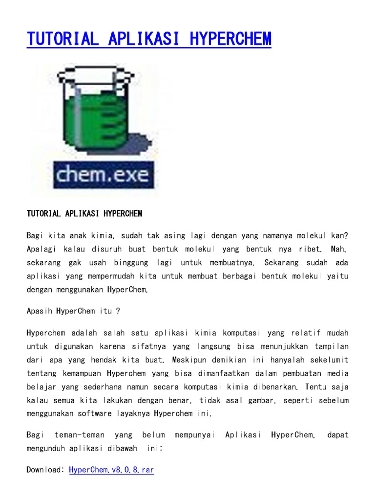 TUTORIAL APLIKASI HYPERCHEM-dikonversi | PDF