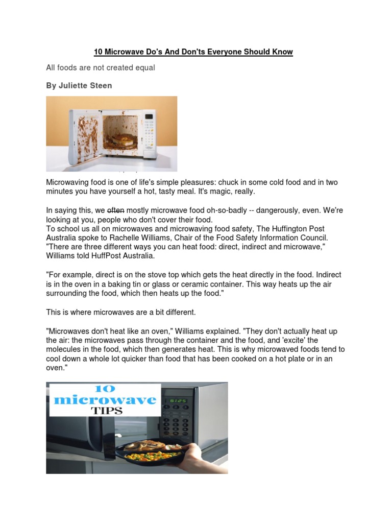 Microwave Safety: 10 Essential Tips | PDF | Oven | Foods