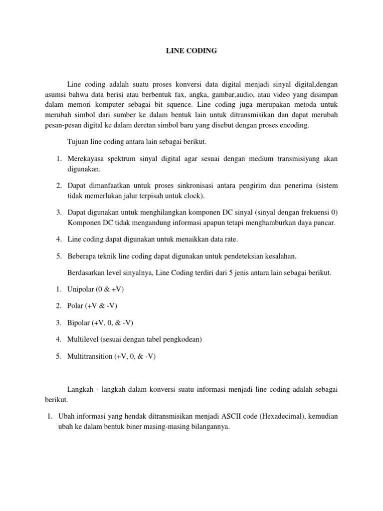 Line Coding Pdf Pdf