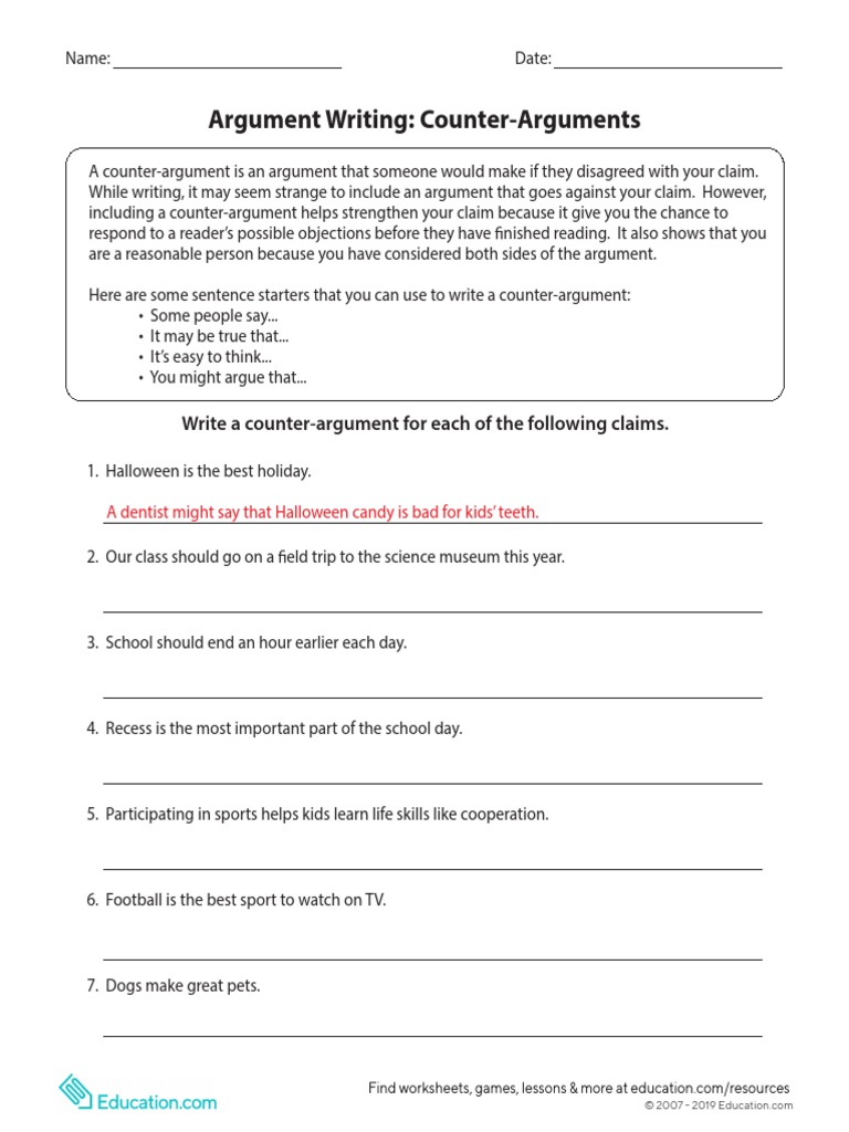 Argument Writing Counter Arguments PDF | PDF | Cognition