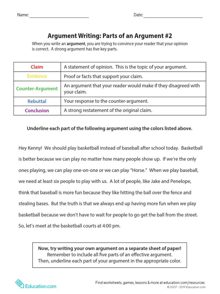 Argument Writing Parts of An Argument 2 PDF | PDF