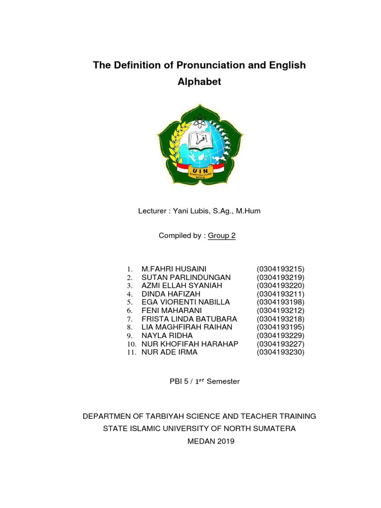The Definition of Pronunciation and English Alphabet 2 | PDF | Alphabet ...