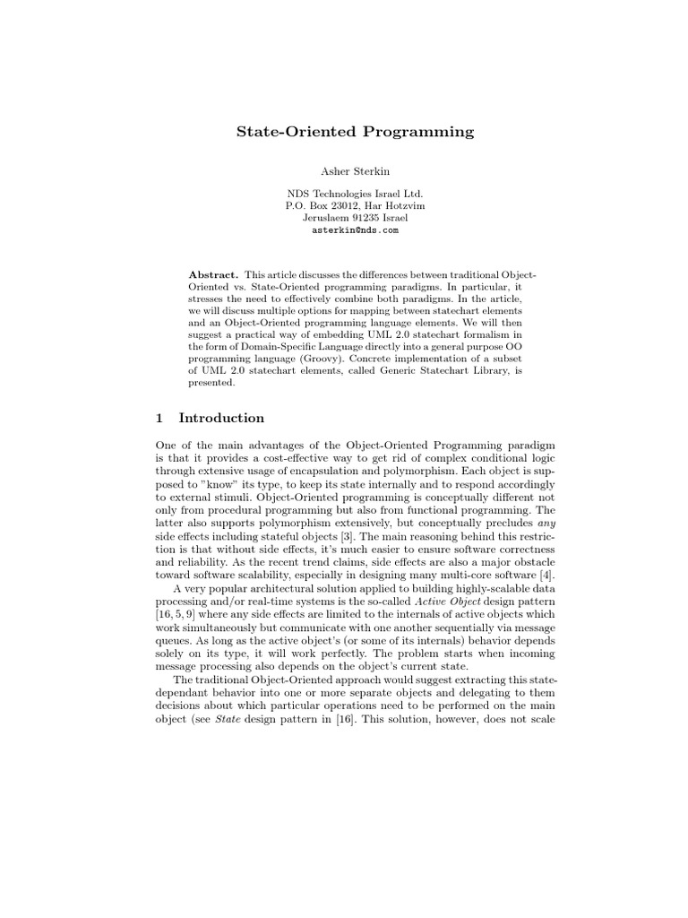 State Oriented Programming | PDF | Programming Language | Object ...