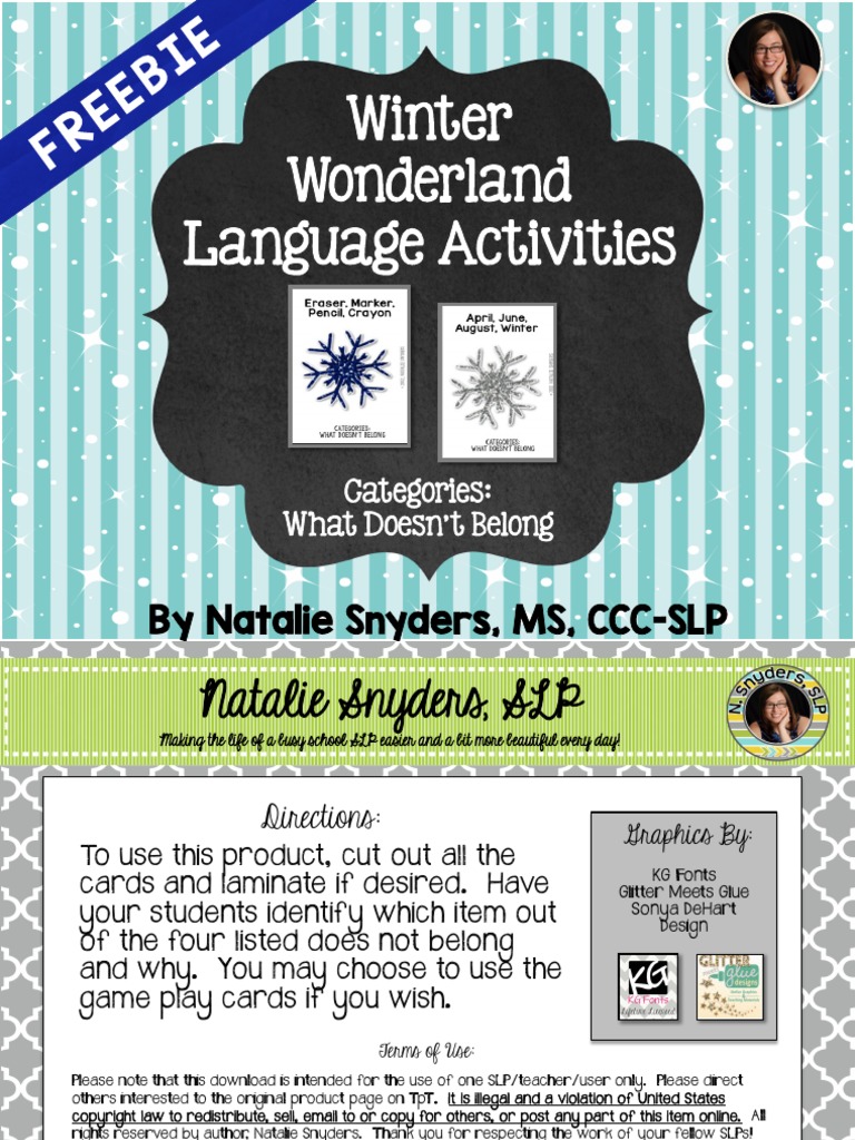Winter Wonderland Language Activitiesfor Speech Language Therapy ...