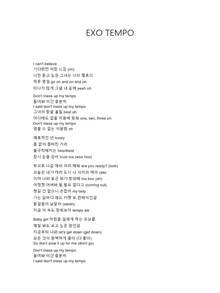 EXO TEMPO Lyrics | PDF