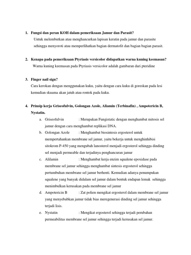 Fungsi KOH dalam Pemeriksaan Jamur | PDF | Sains & Matematika