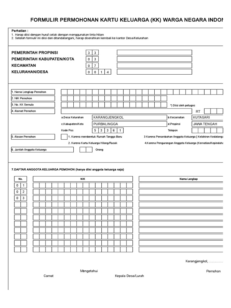New Formulir Permohonan KK KTP | PDF