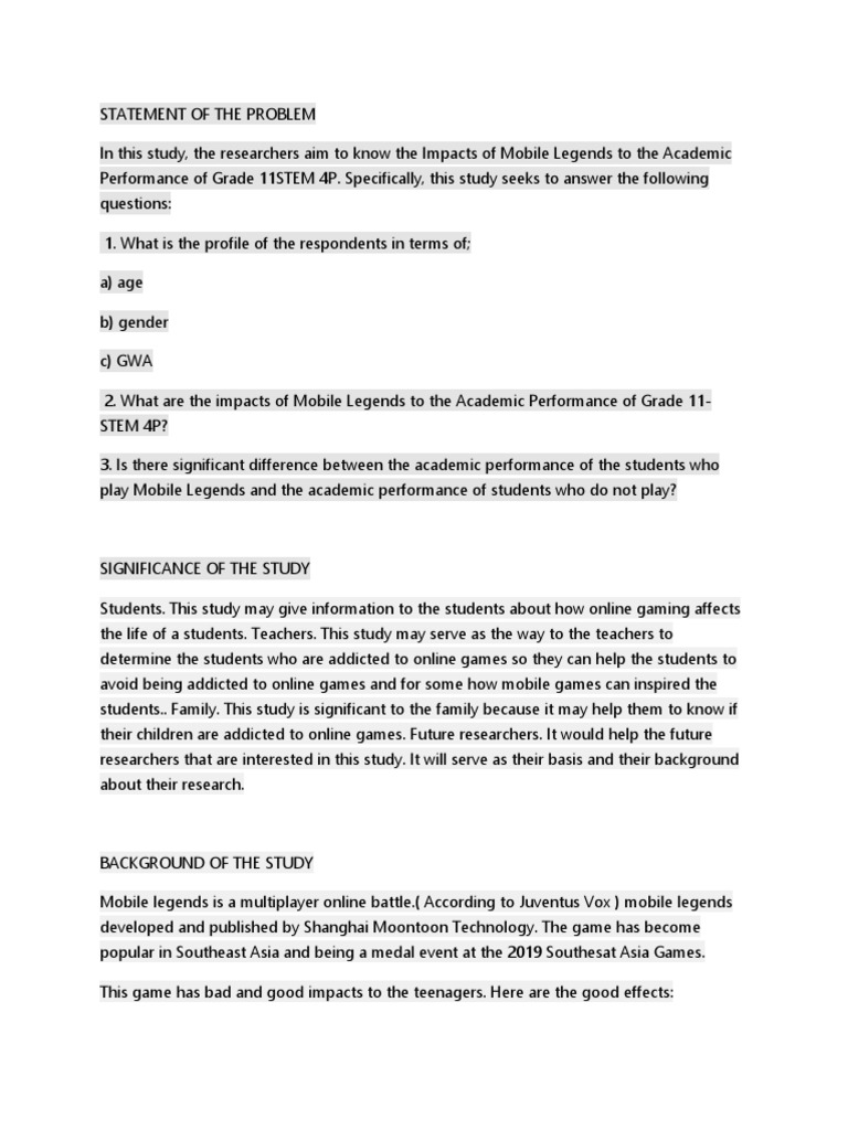 Statement of The Problem | PDF | Wellness