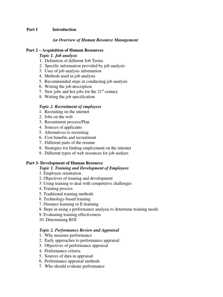HRM Outline | PDF | Performance Appraisal | Human Resources