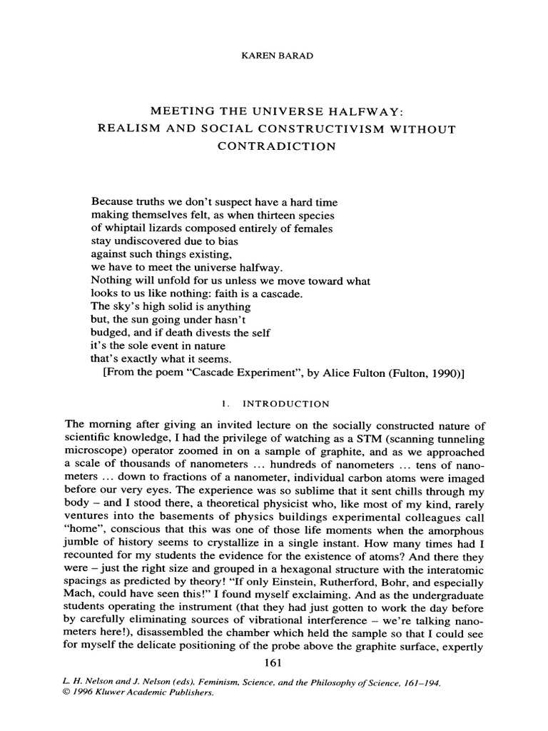 Karen Barad 1996 - Meeting The Universe Halfway. Realism and Social ...