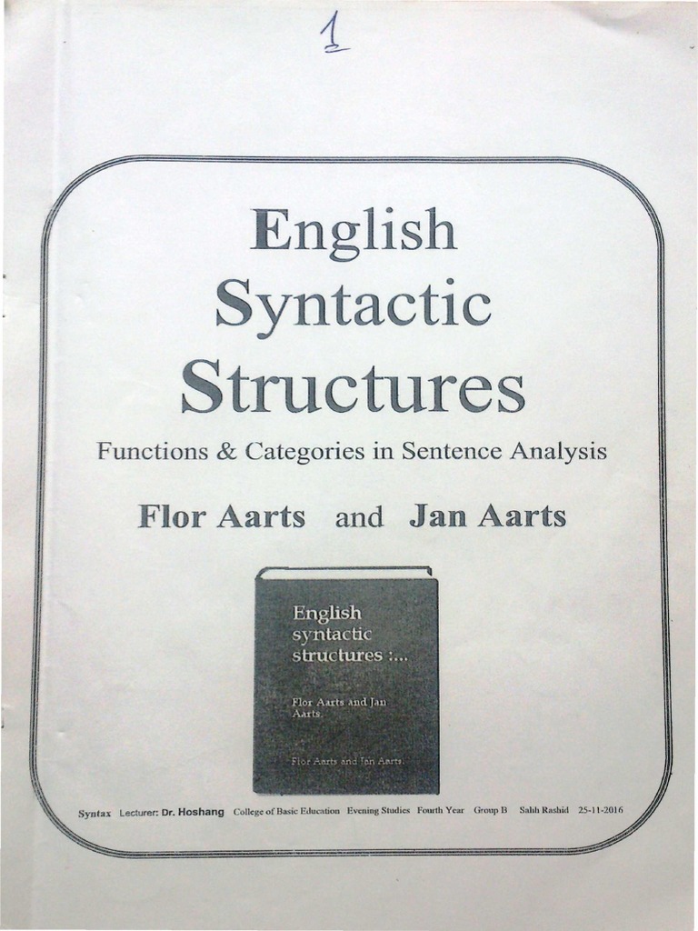 English Syntactic Structures Flor Aarts PDF | PDF | Predicate (Grammar ...