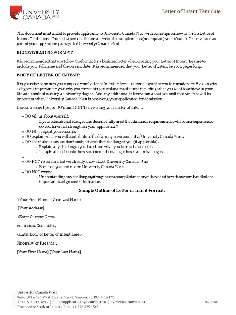 Letter of Intent Template | PDF