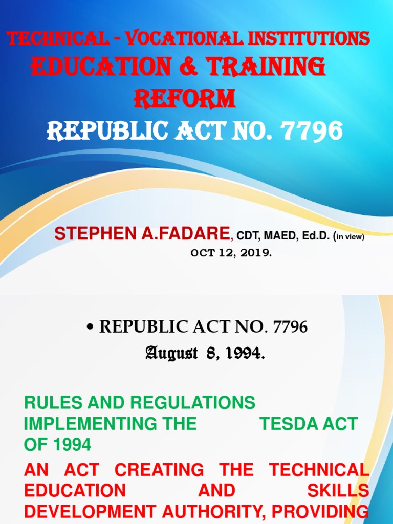 TESDA Act and Tech-Voc Education Reforms | PDF | Vocational Education ...