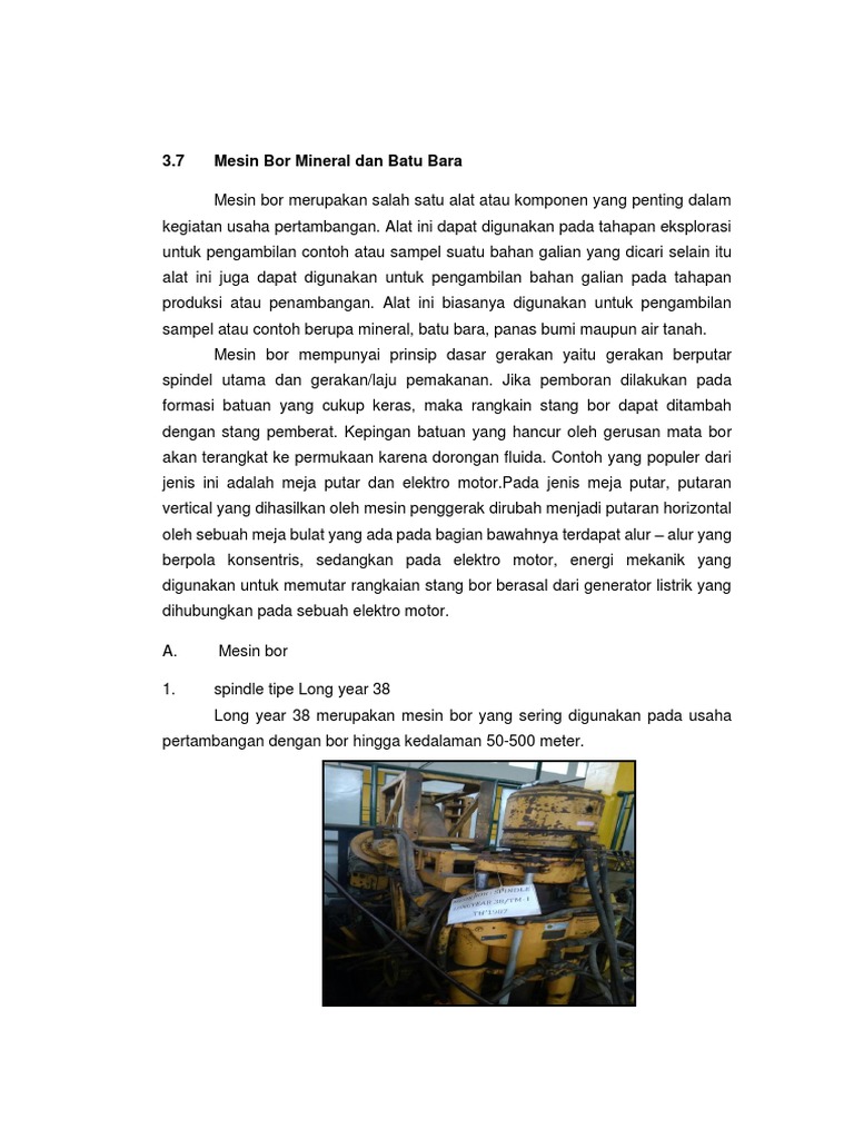 Mesin Bor Mineral dan Fungsinya | PDF