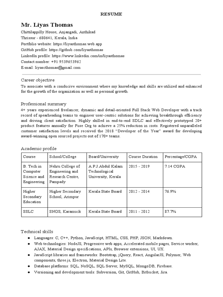 Expert Full Stack Developer Resume | PDF | Web Application | Ajax (Programming)