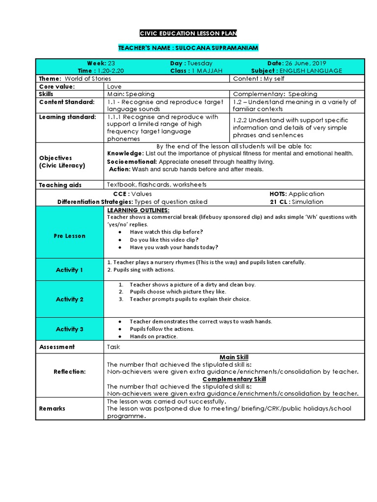 Civic Education Lesson Plan Overview | PDF | Lesson Plan | Teachers