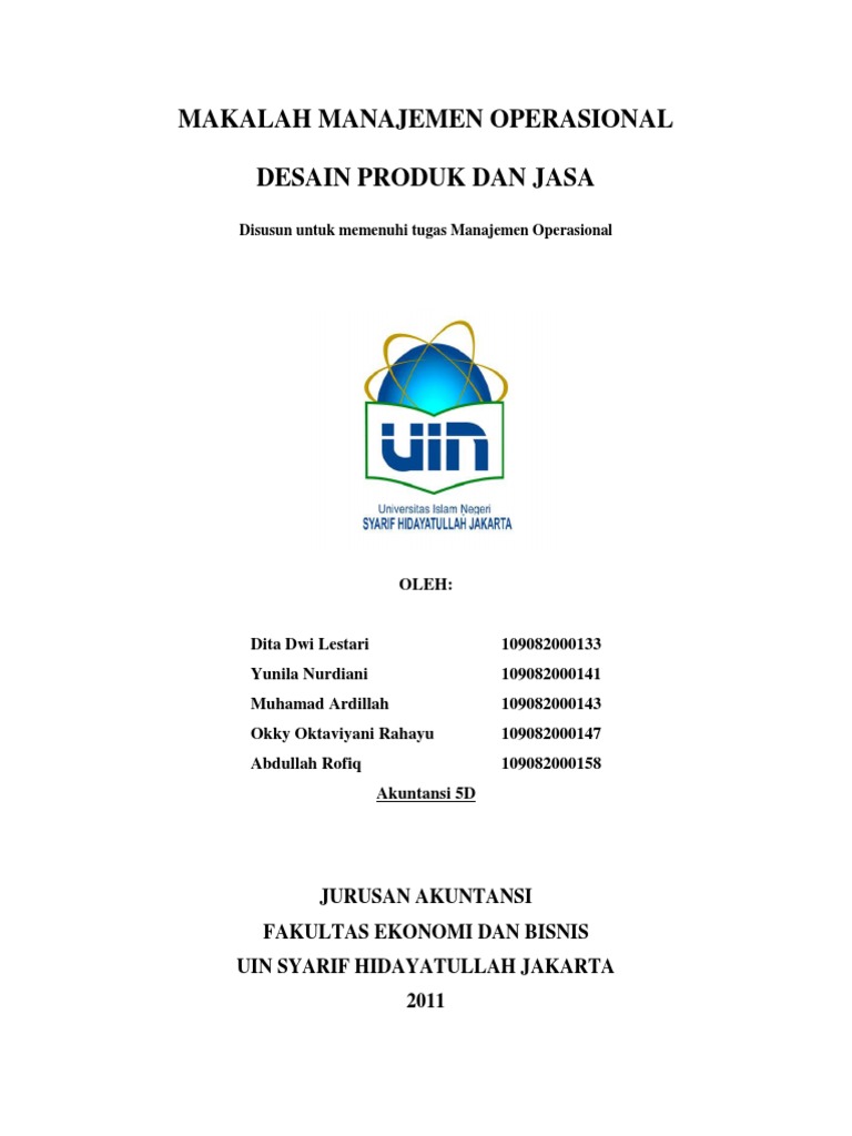 Makalah Manajemen Operasional Desain Produk Dan Jasa | PDF