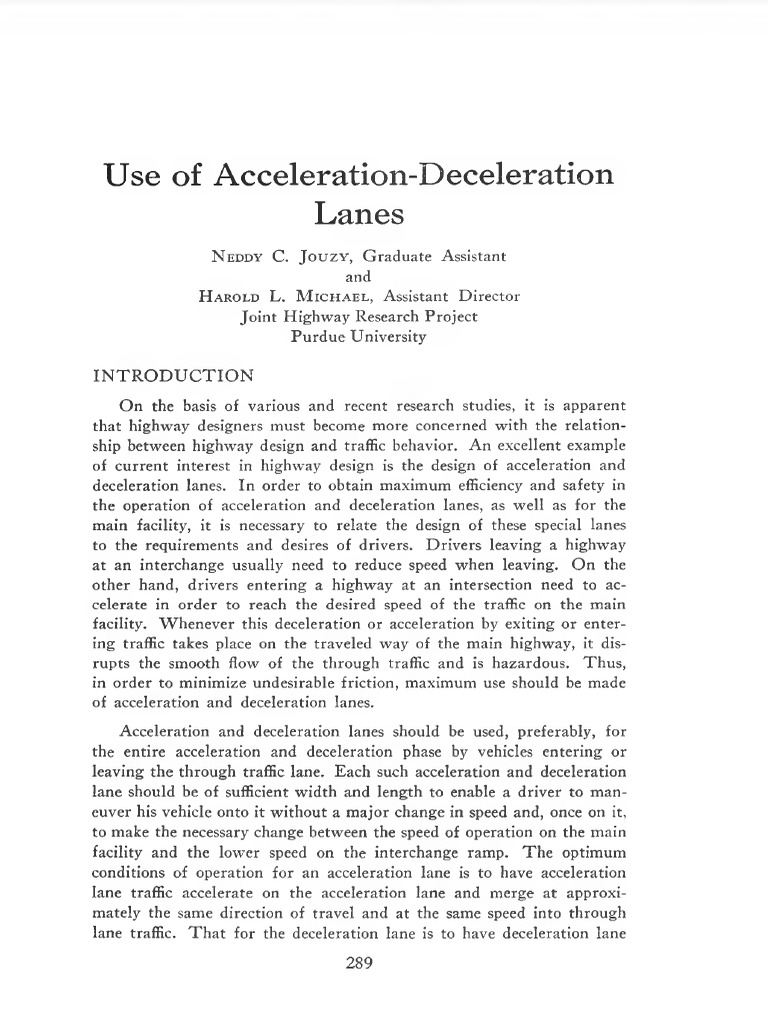 Use of Acceleration-Deceleration Lanes PDF | Download Free PDF | Lane ...