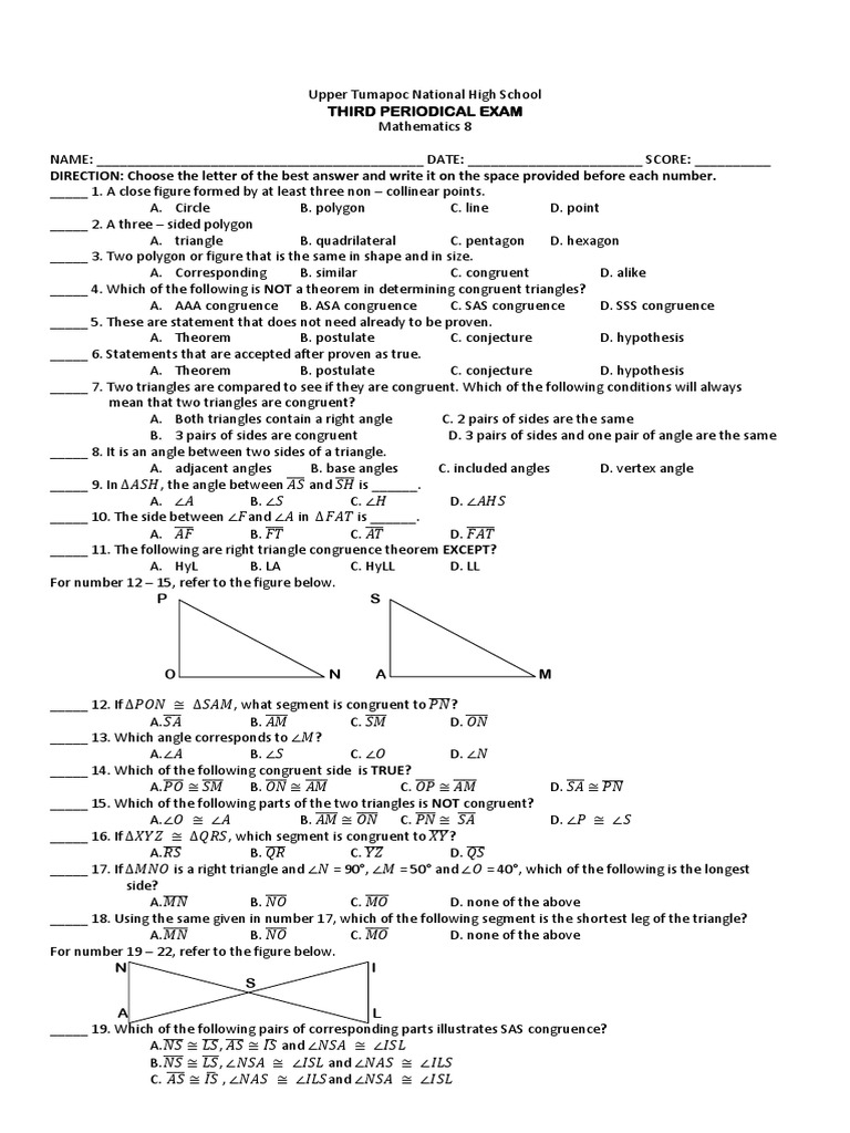 Math 8 3RD Exam | PDF | Elementary Geometry | Euclidean Geometry