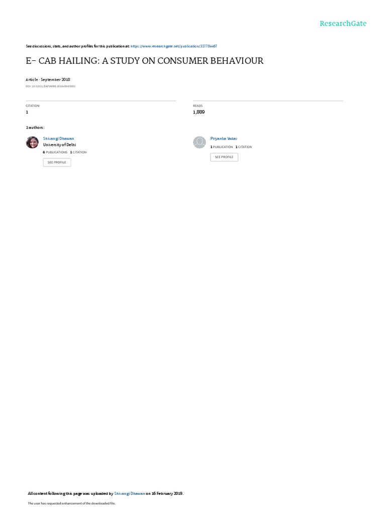 E - CAB - HAILING - A - STUDY - ON - CONSUMER - BEHAVIOUR (Value ...