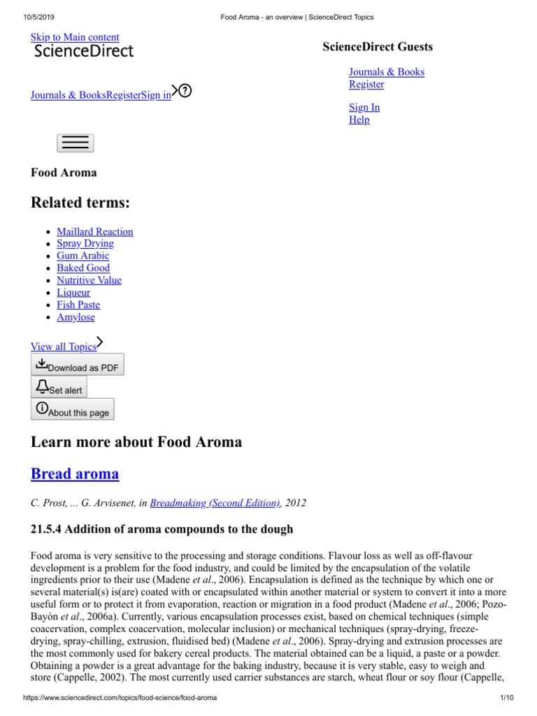 Food Aroma - An Overview - ScienceDirect Topics | PDF | Ester | Amine