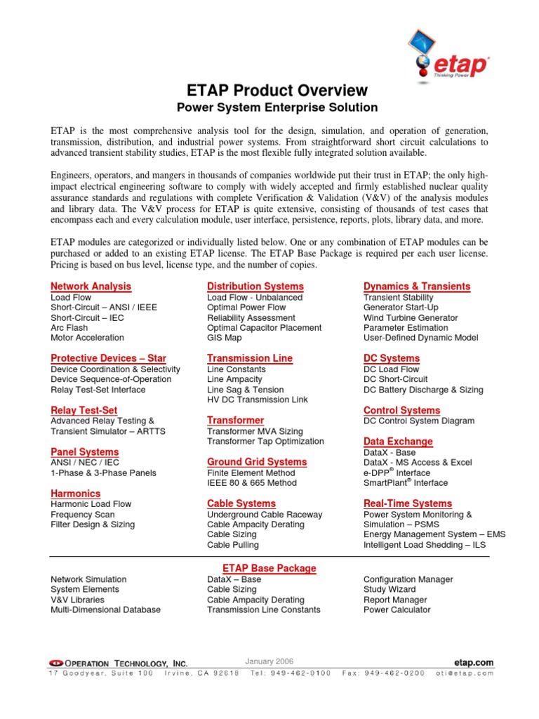 Etap Overview | PDF | Transformer | Power Inverter