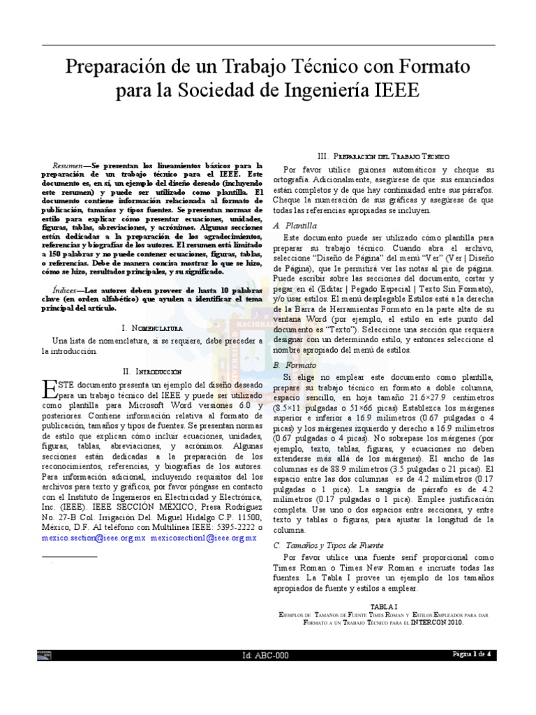 Formato Ieee | PDF | Soporte | Sistema Internacional de Unidades