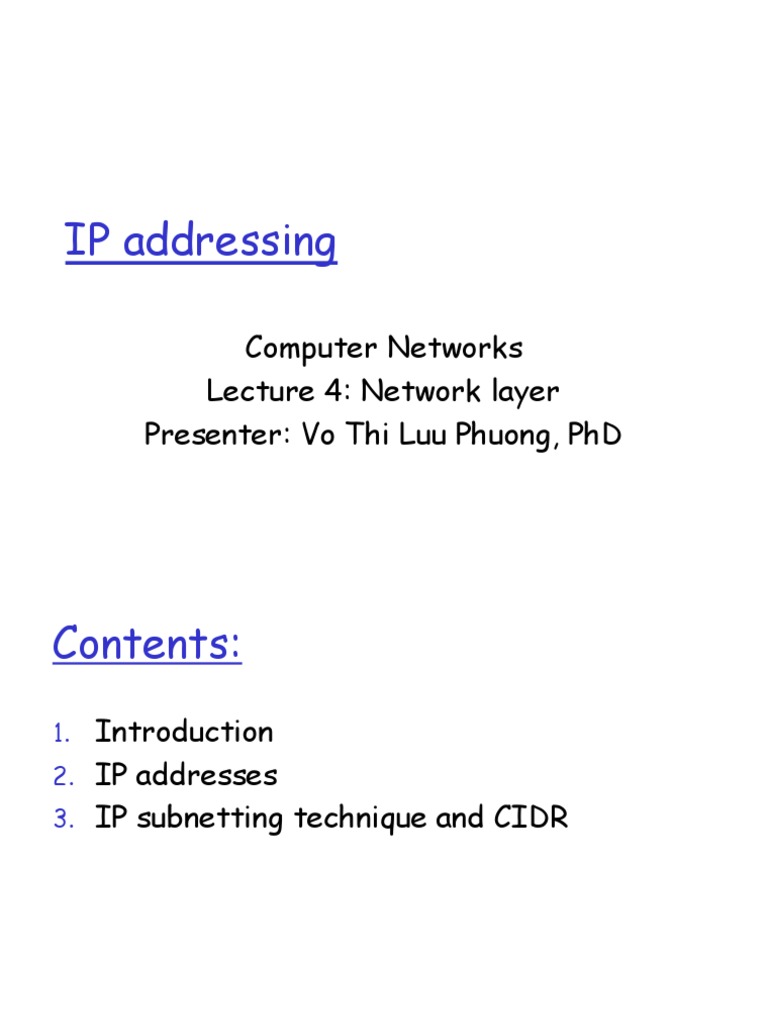 Lecture 4 - IP Addressing-New PDF | PDF | Ip Address | Internet Protocol Suite