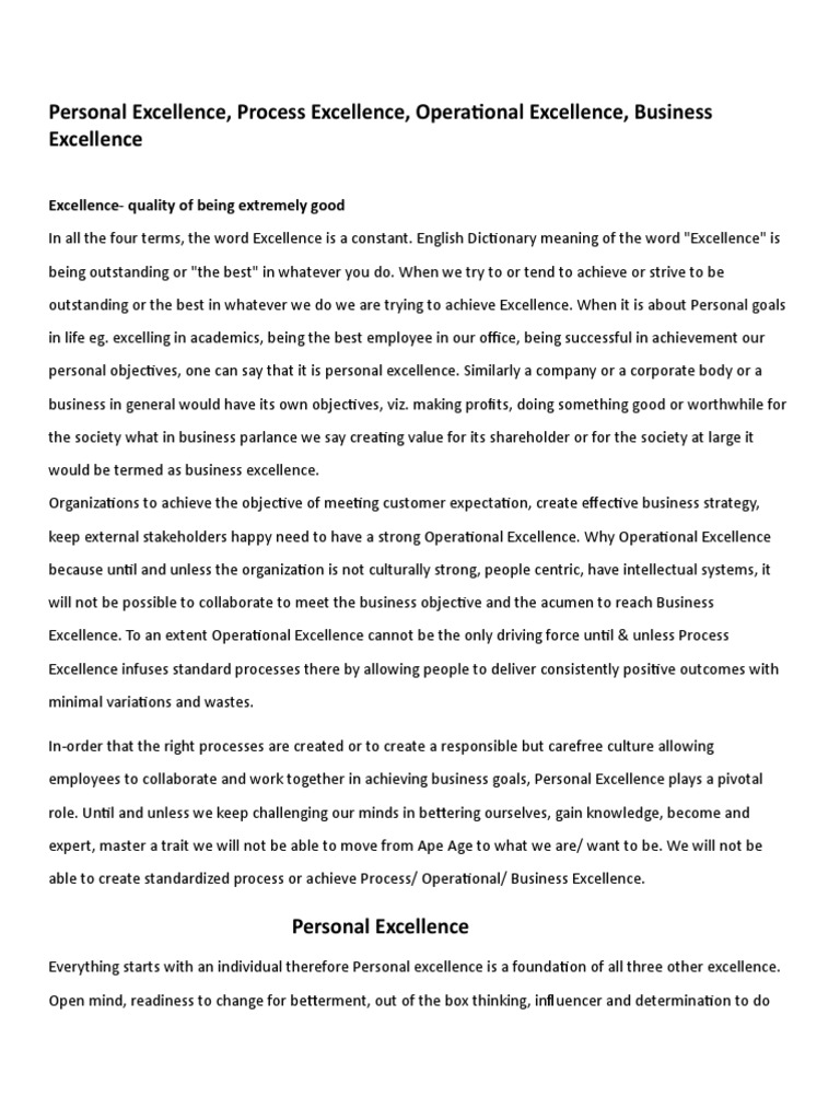 Understanding Levels of Excellence | PDF | Business Process | Six Sigma