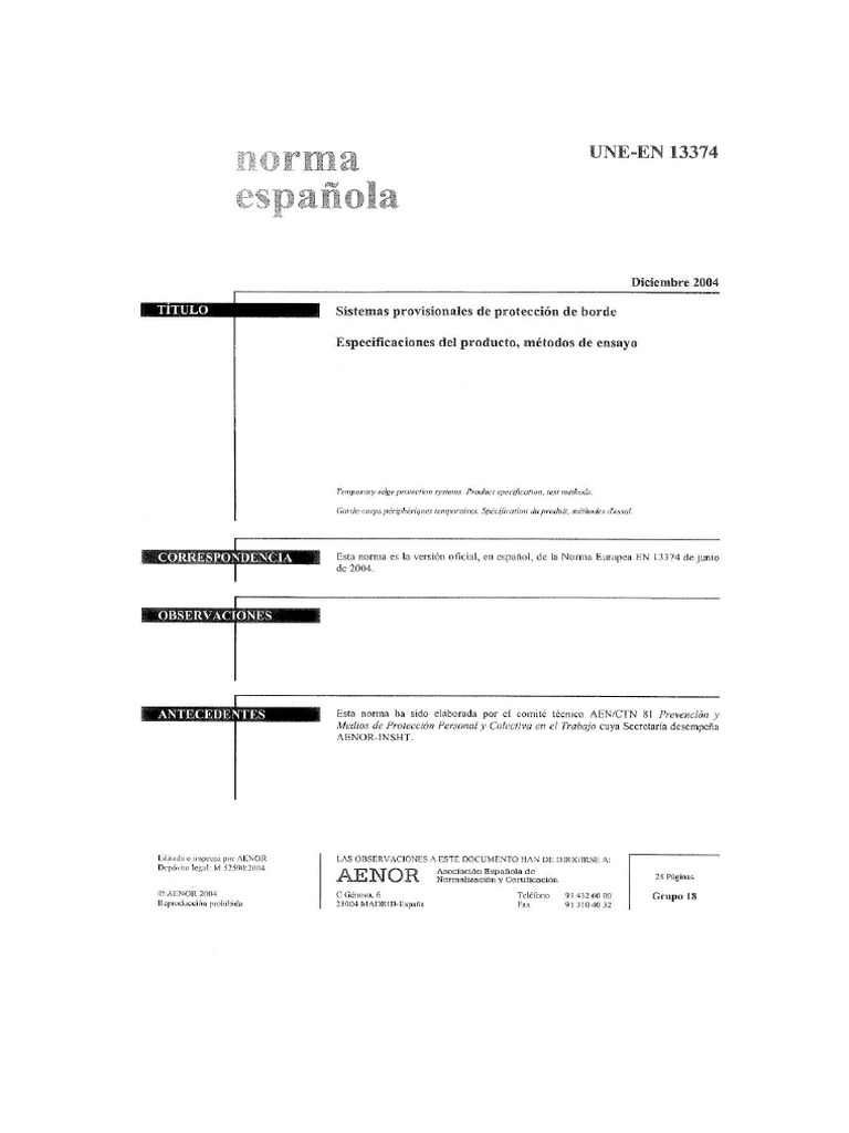 Une-En 13374-2004 | PDF